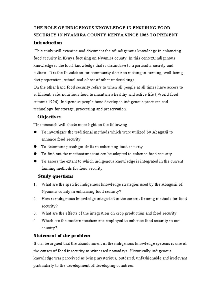 Indigenous Knowledge & Food Security in Nyamira | PDF | Food Security ...