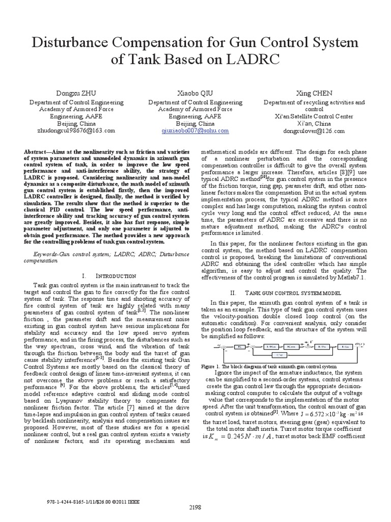 Disturbance Compensation For Gun Control System of Tank Based On LADRC ...
