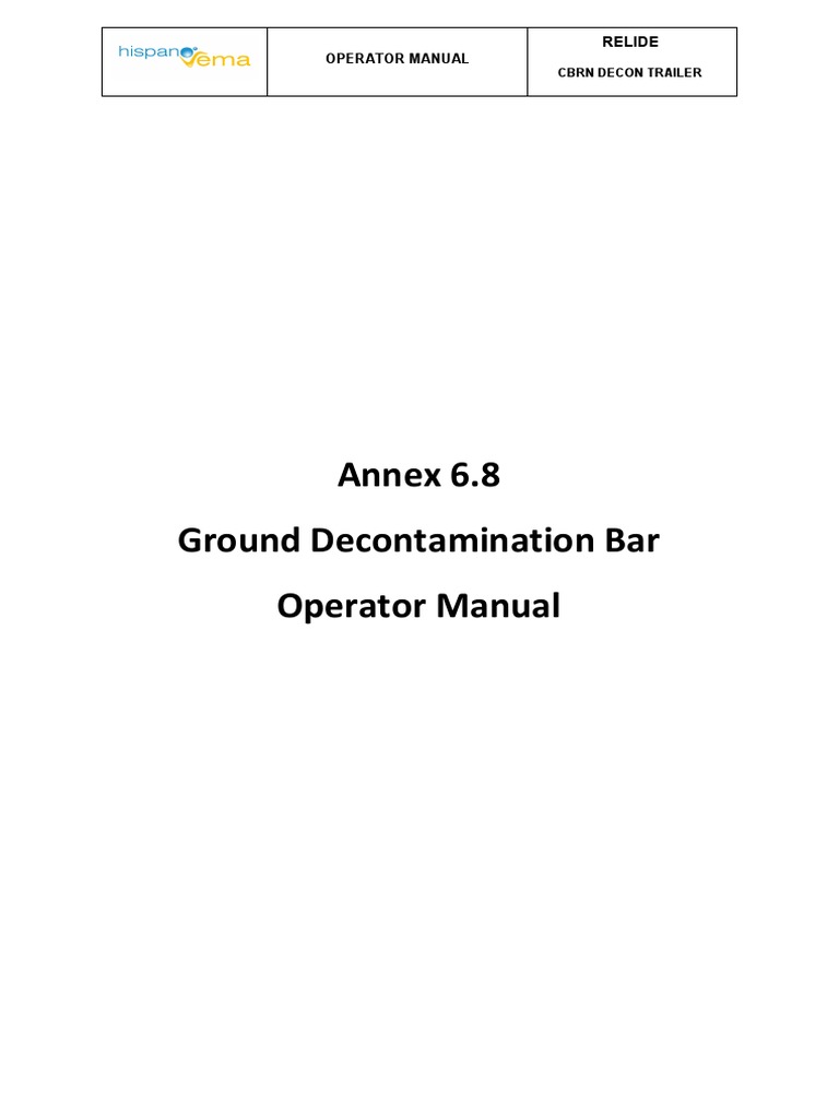 Ground Decon Bar (RELIDE) Operator Manual | PDF | Manufactured Goods ...