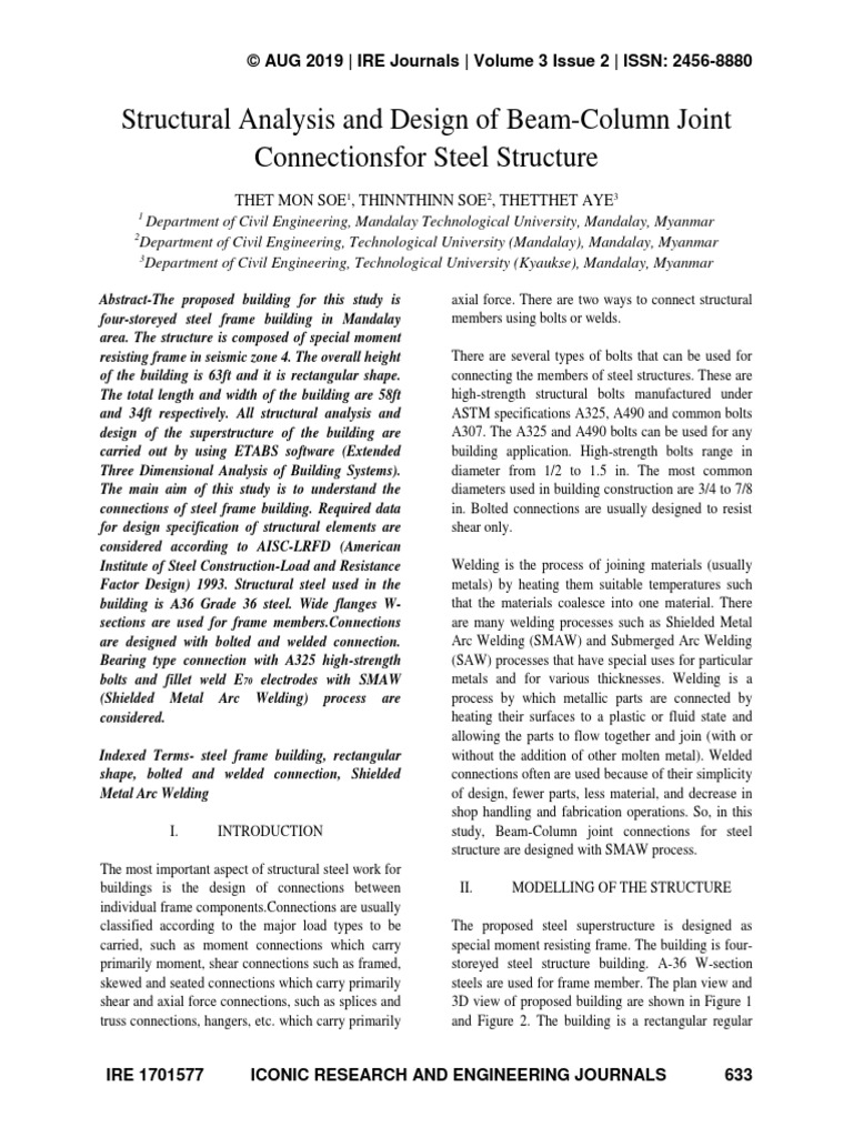 Structural Analysis and Design of Beam-Column Joint Connectionsfor Steel Structure | PDF ...
