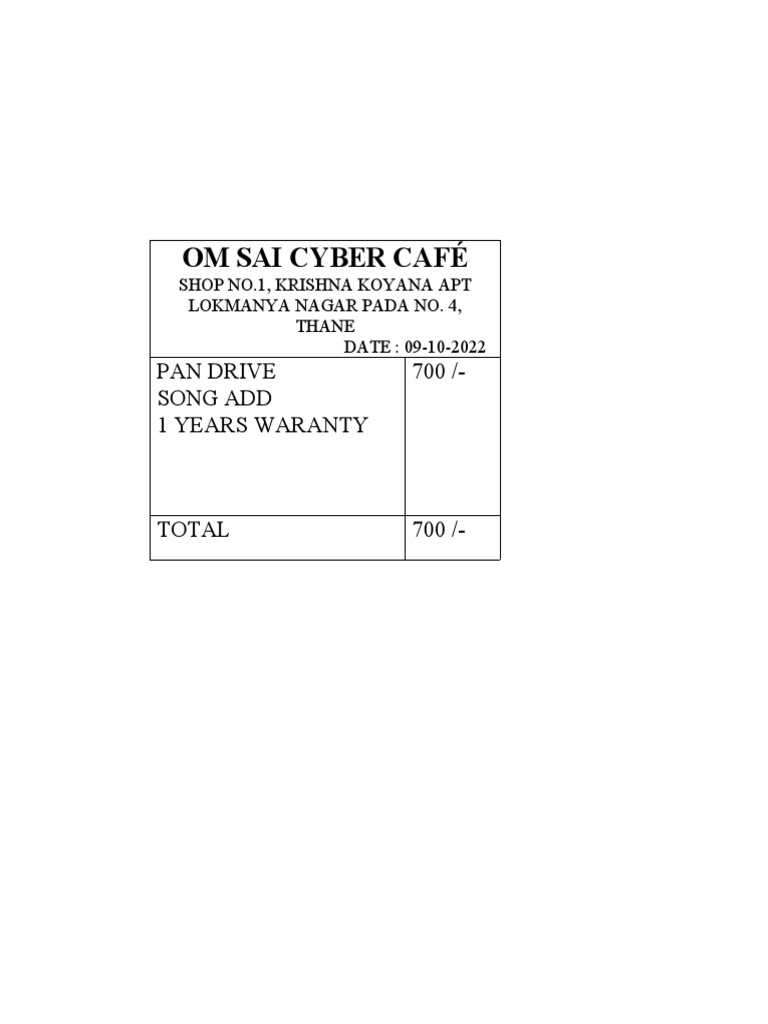 Om Sai Cyber Café | PDF