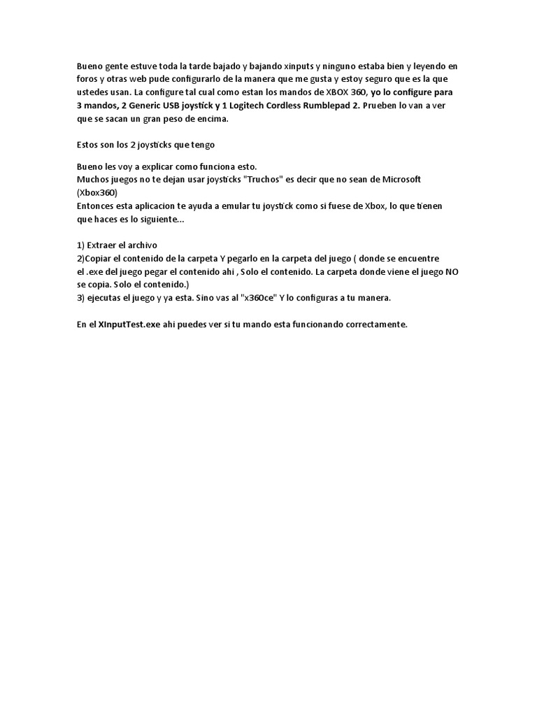 Xinput (Emulador de Mandos de Xbox 360) Configurado | PDF | Informática