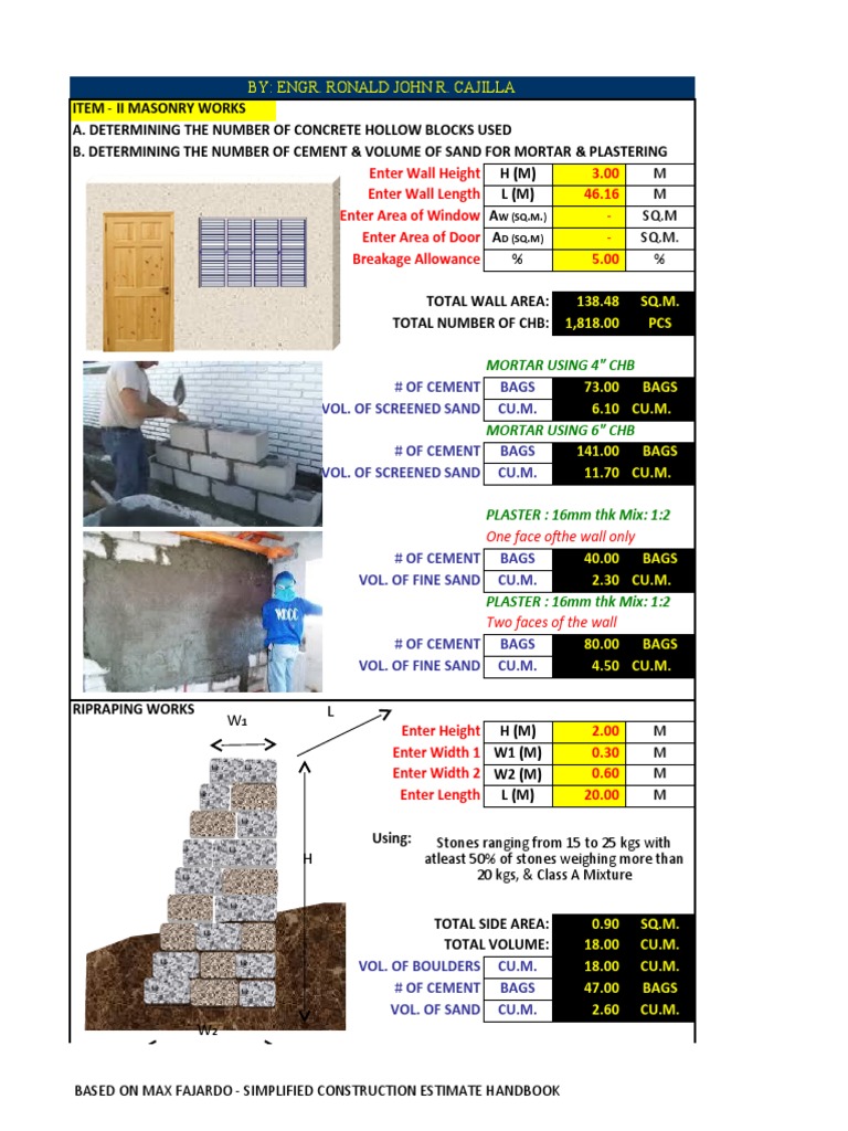 Const Estimate Made Easy by Engr Cajilla v0.99 | PDF | Stairs | Concrete