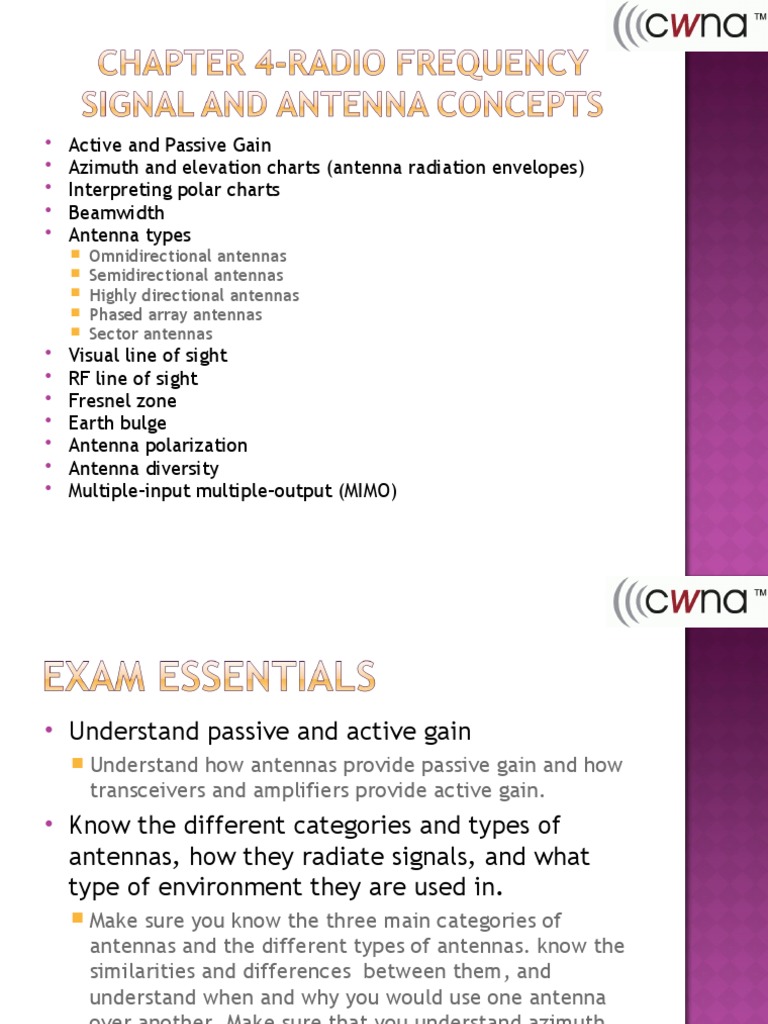 CWNA Chapter4 | PDF | Antenna (Radio) | Cable Television