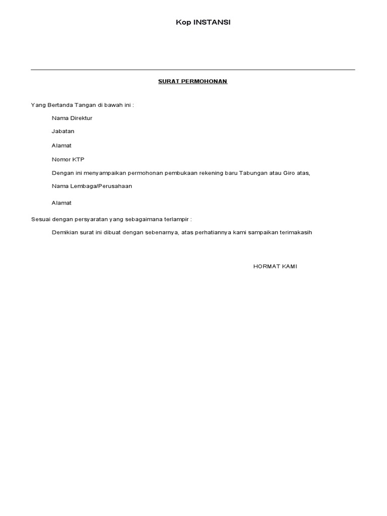 Surat Permohonan Rek PPTK 2023 | PDF