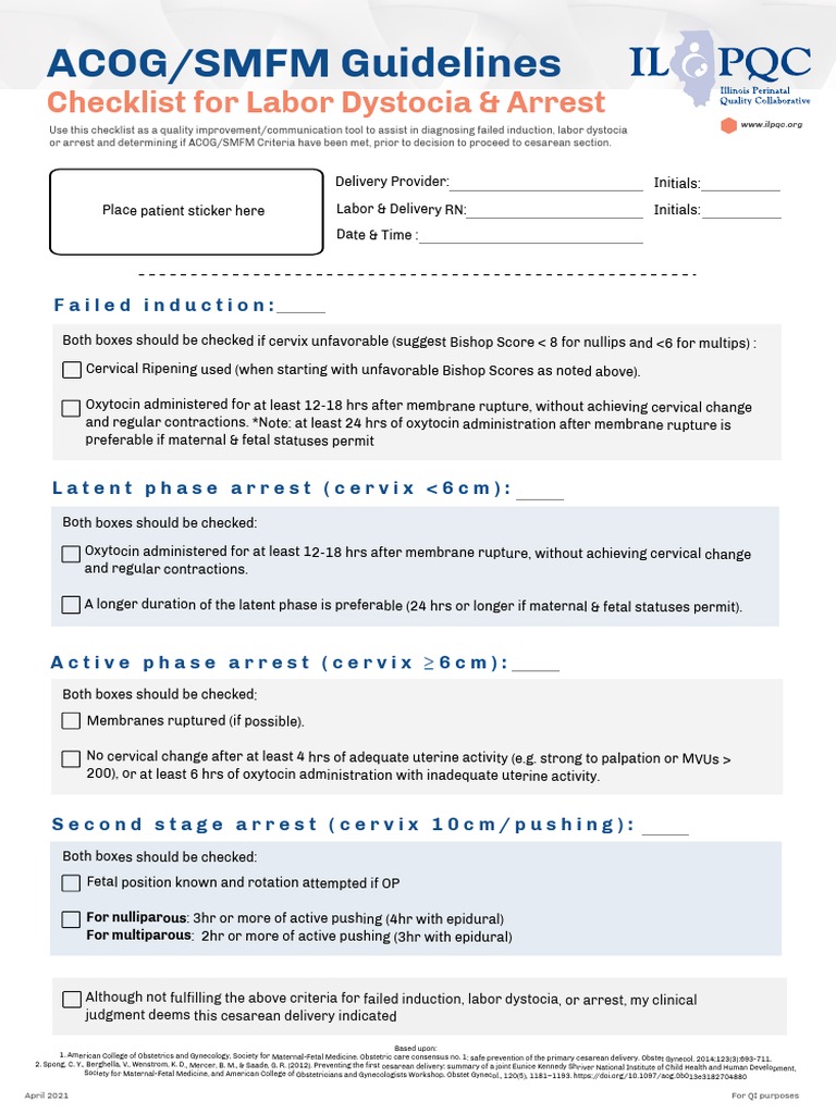 Ilpqc Acog SMFM Guidelines Checklist Final | PDF | Childbirth ...