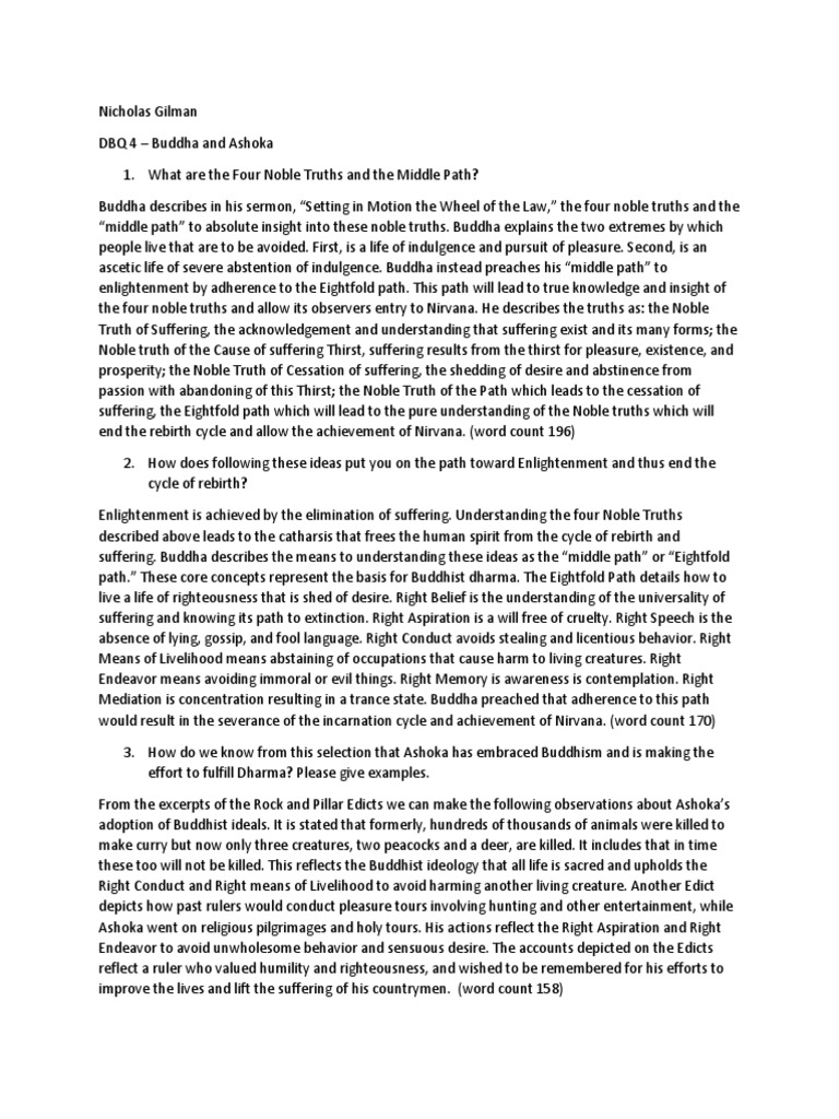 DBQ 4 Buddha and Ashoka | PDF | Four Noble Truths | Nirvana