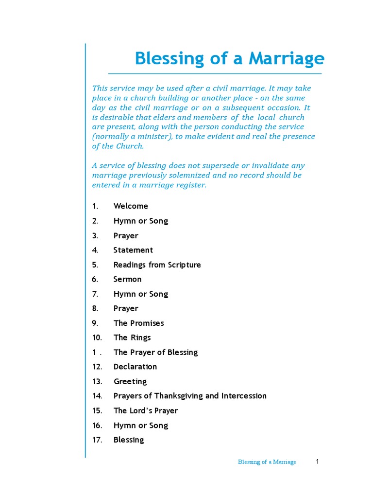Marriage Blessing Ceremony Guide | PDF | Prayer | Love