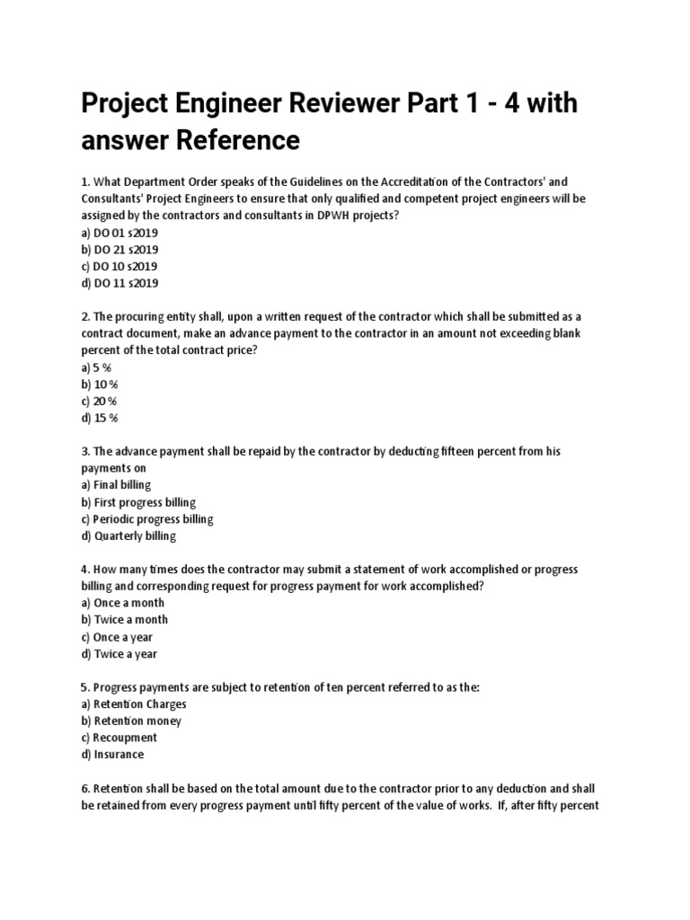 Project Engineer Reviewer Part 1 | PDF | Prices | Private Law