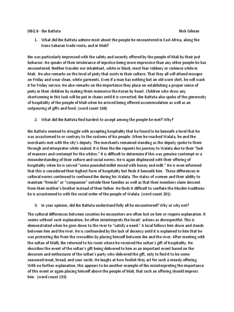 DBQ 8 Ibn Battuta | PDF