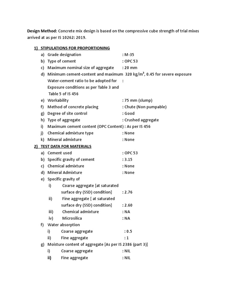 Mix Design Report M35 | PDF | Concrete | Physical Sciences