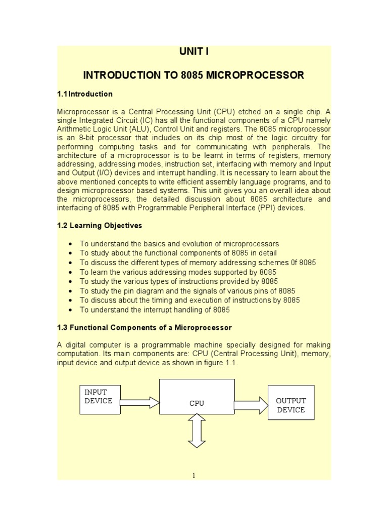 8085 Microprocessor Basics | PDF | Central Processing Unit | Input/Output