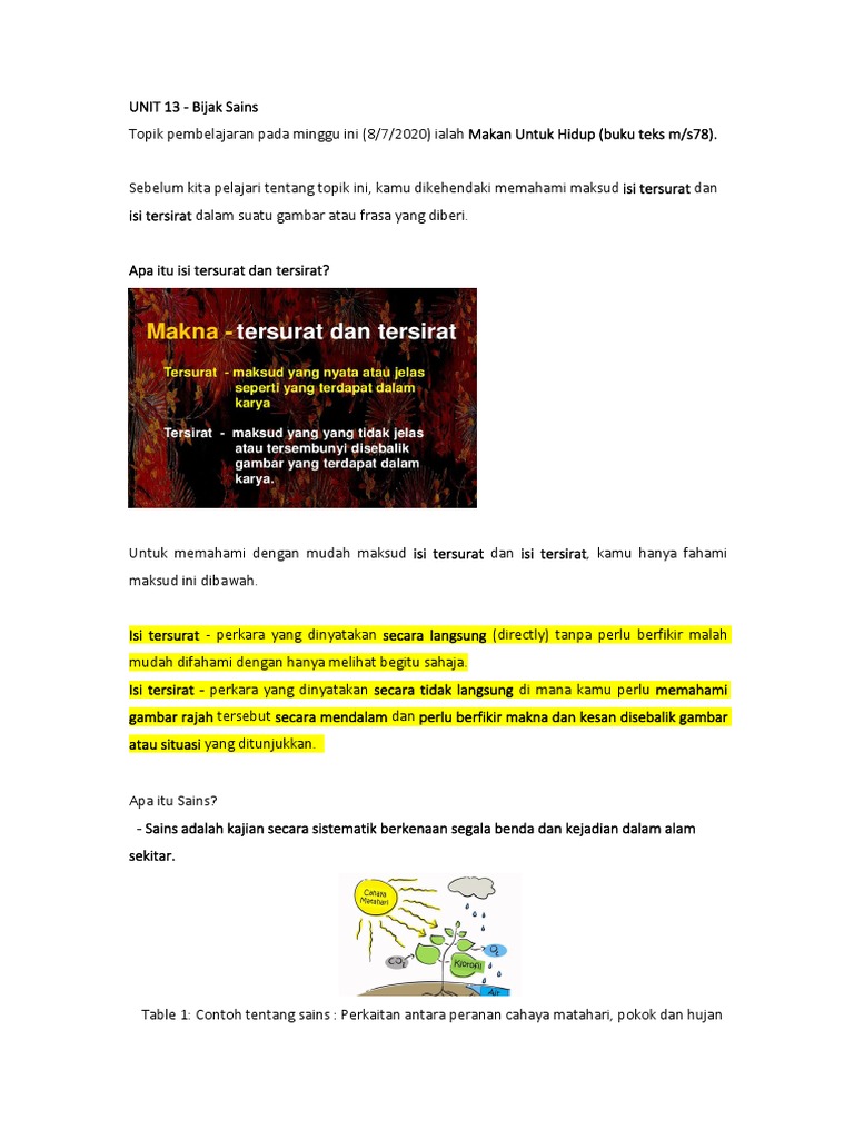 Unit 12 Bijak Sains - Isi Tersurat Dan Isi Tersirat | PDF