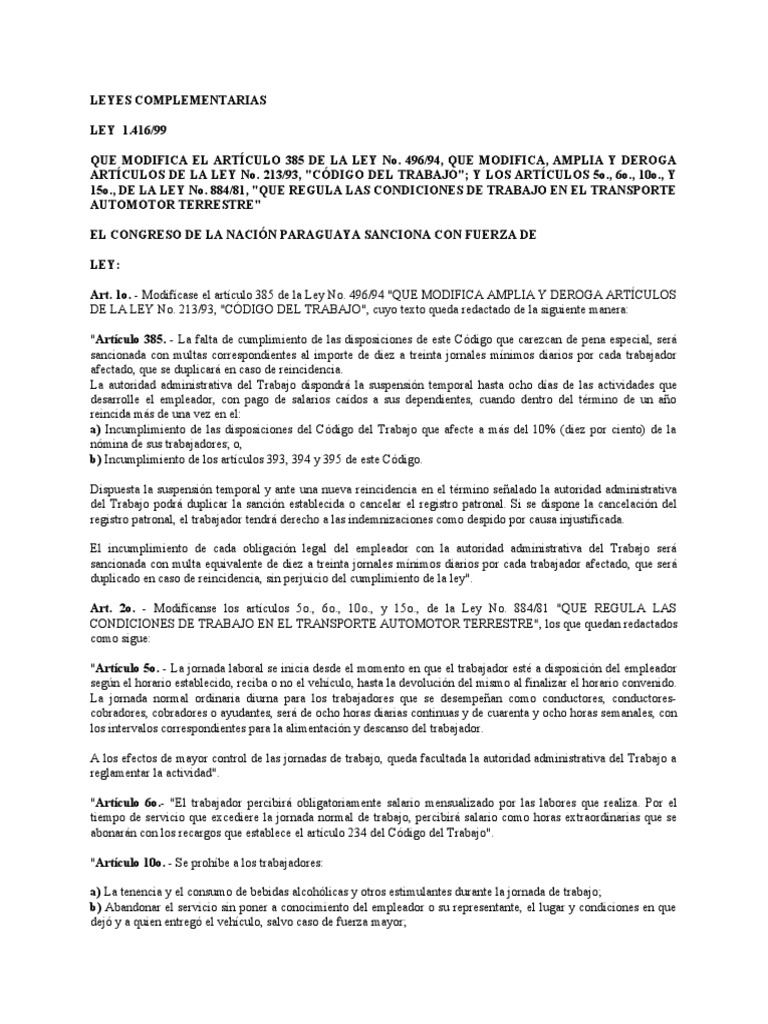 Codigo Laboral Paraguayo | PDF