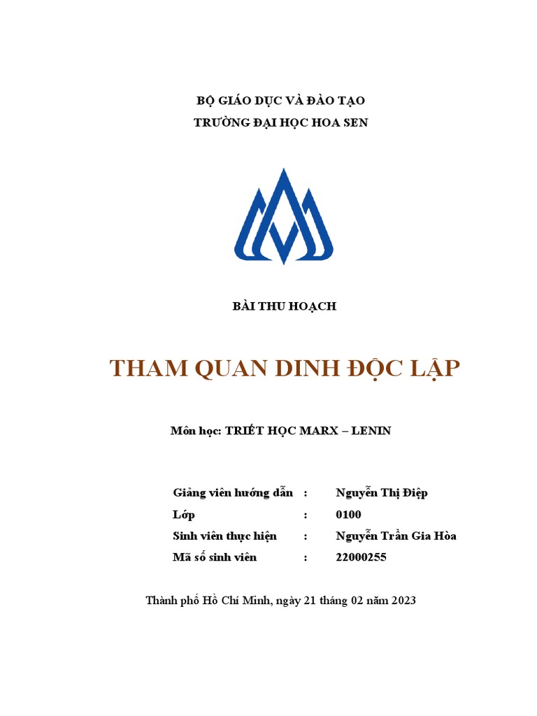 Báo cáo Tham quan Dinh Độc Lập | PDF