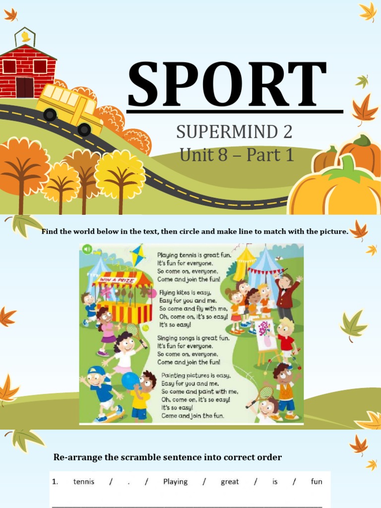 English - Super Mind 2 - Level 8 Sports | PDF