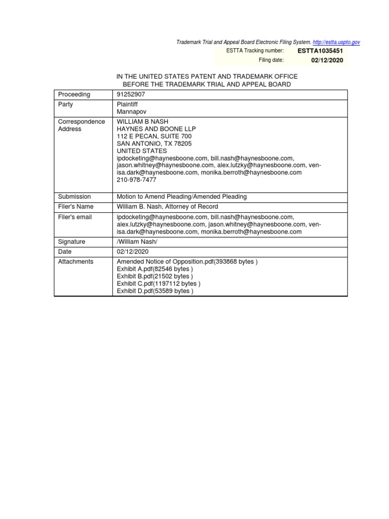 Ttabvue 91252907 OPP 7 | PDF | Software As A Service | Internet Of Things