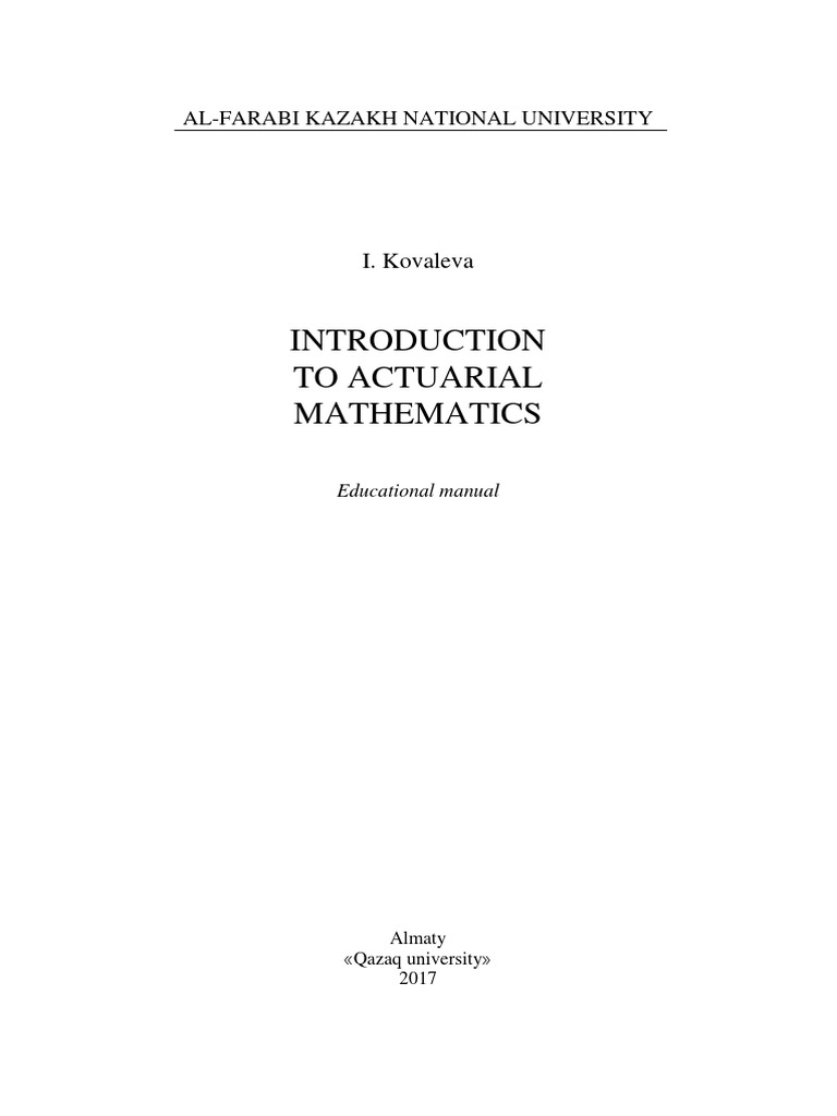 Introduction To Actuarial Mathematics - Educational Manual | PDF ...