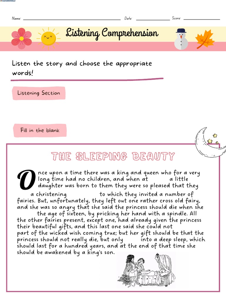 Listening Comprehension: The Sleeping Beauty | PDF | Sleeping Beauty ...