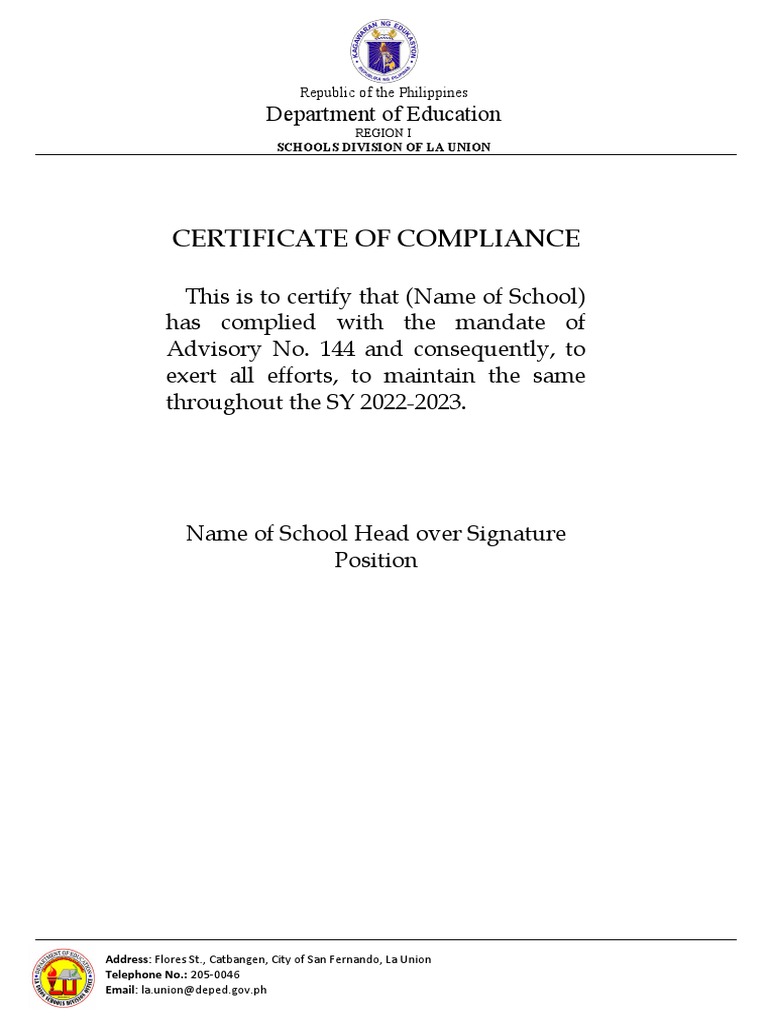 Certification of Comfort Room | PDF