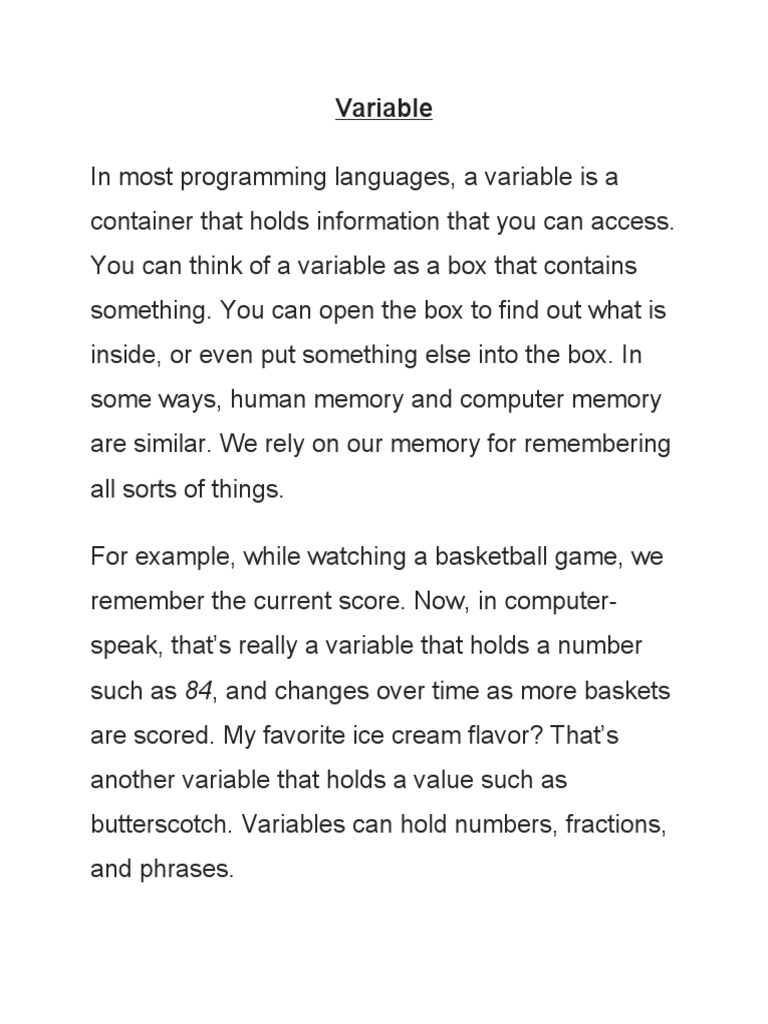Programming Languages Var And Commands Pdf Boolean Data Type Variable Computer Science 
