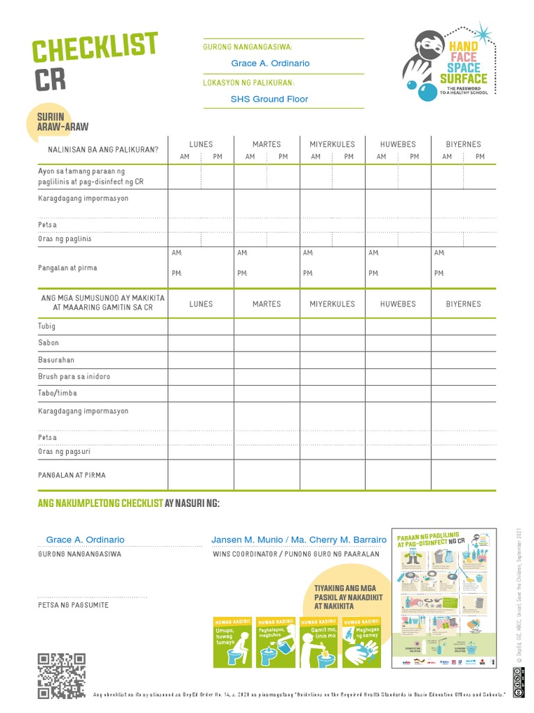 Checklist Toilet Filipino | PDF