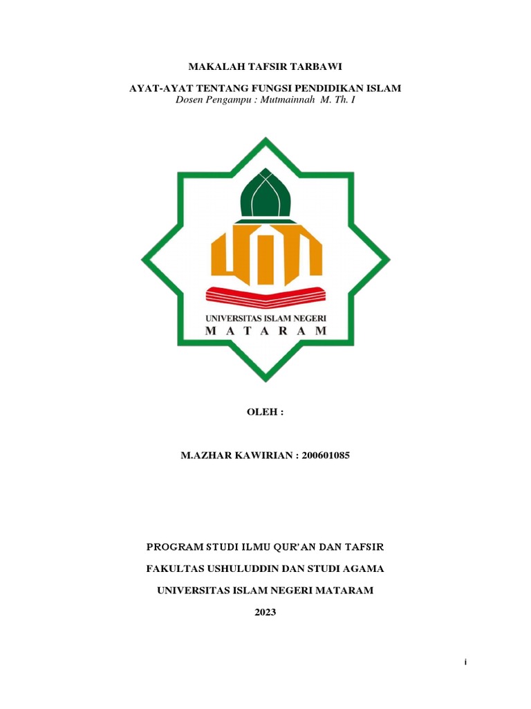 MAKALAH TAFSIR TARBAWI Fiks | PDF