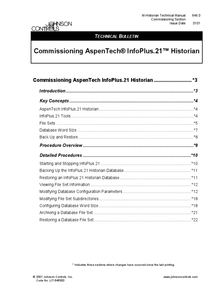 Commissioning Aspentech® Infoplus.21™ Historian | PDF | Computer File | Databases
