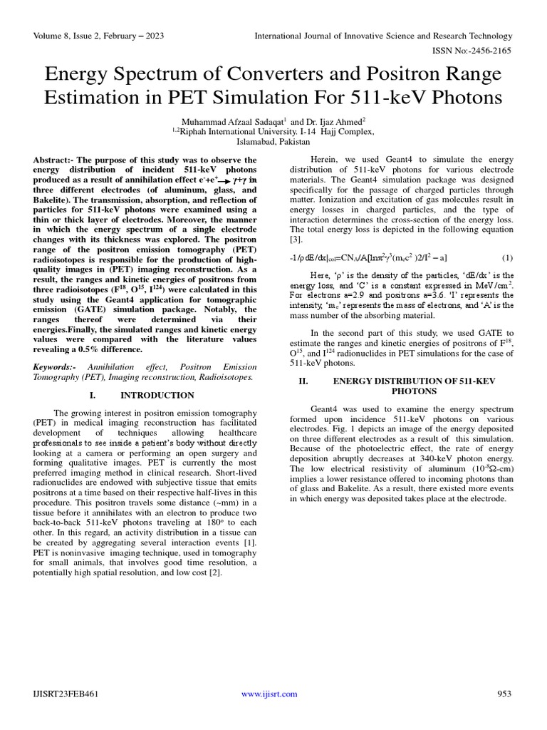 Energy Spectrum of Converters and Positron Range Estimation in PET Simulation For 511-KeV ...