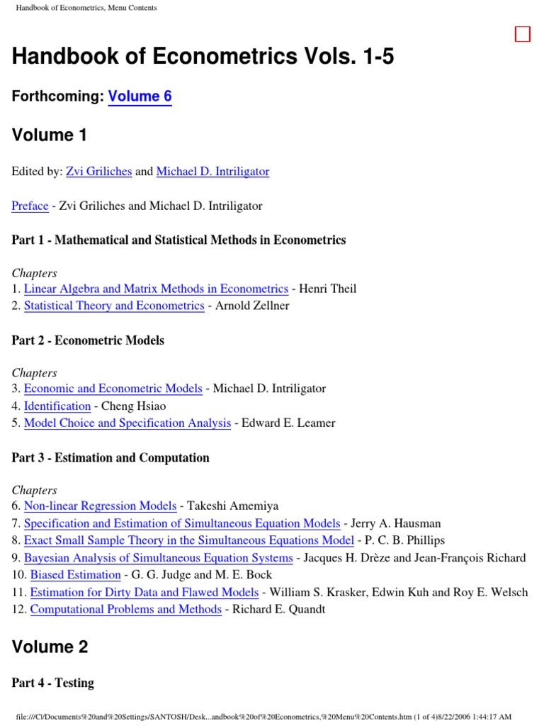 Handbook of Econometrics Vol 1 | PDF | Matrix (Mathematics) | Econometrics