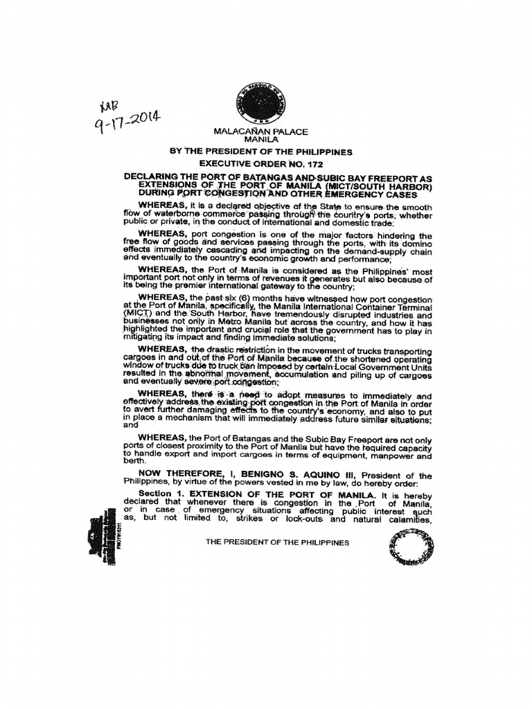 OP Executive Order No. 172 | PDF
