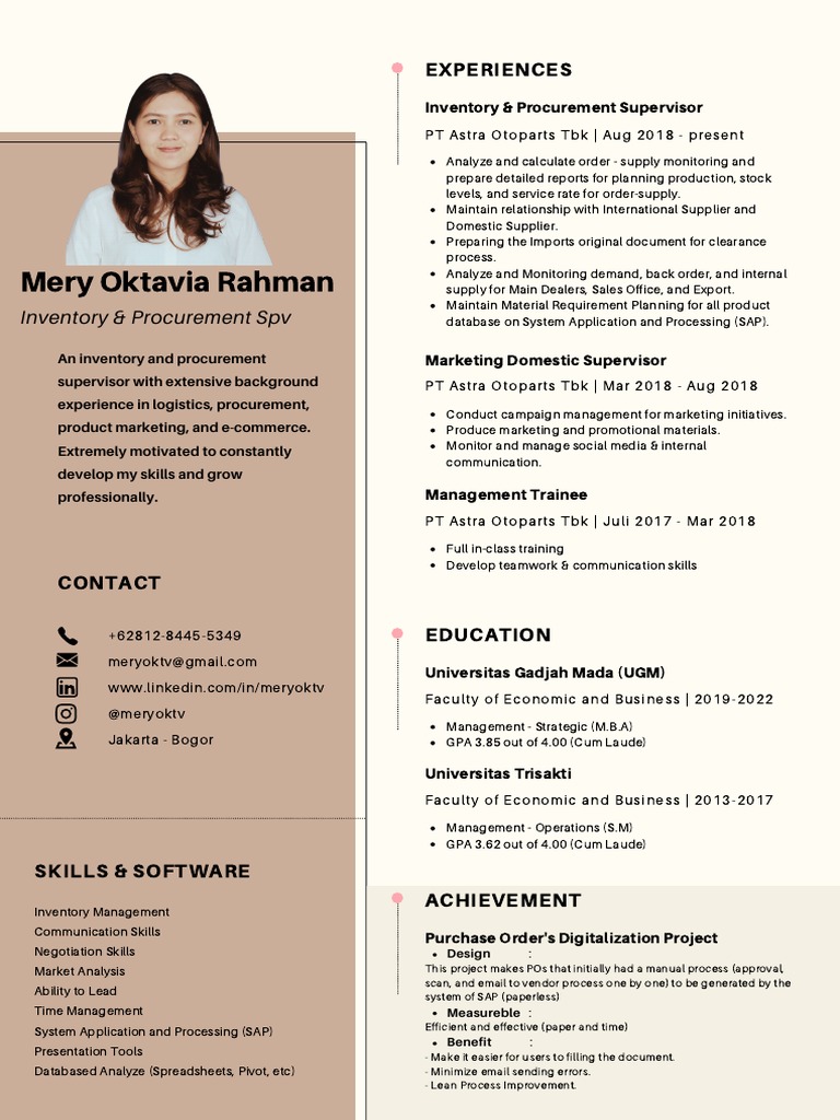 CV - Mery Oktavia Rahman | PDF | Procurement | Inventory