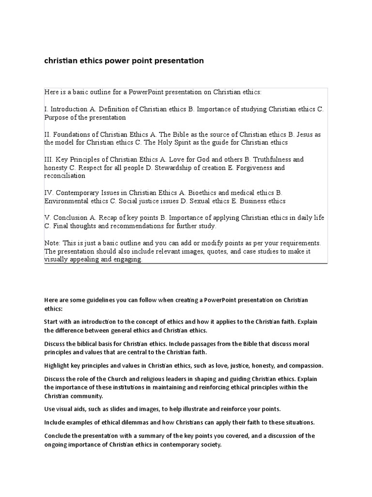 Christian Ethics Power Point Presentation | PDF