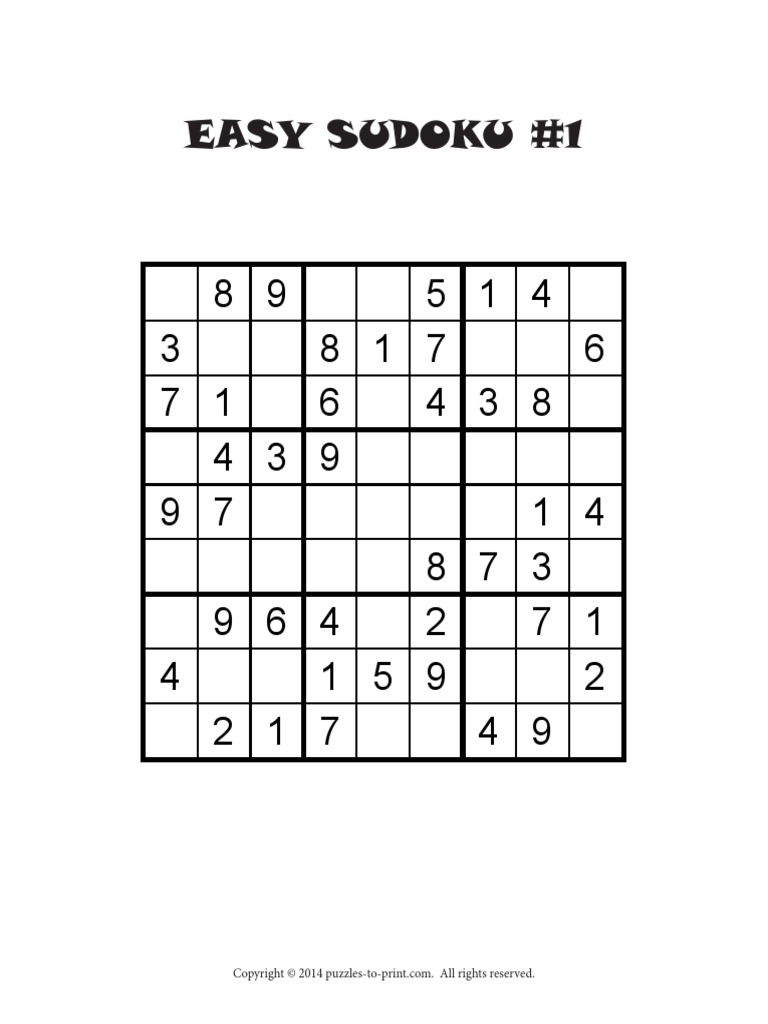 Easy Sudoku 01 | PDF