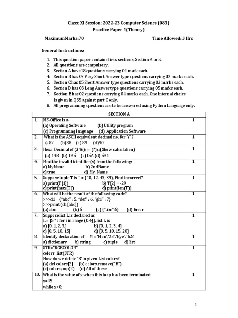 CS - Practise Papers - Xi | PDF | Http Cookie | Electronic Waste