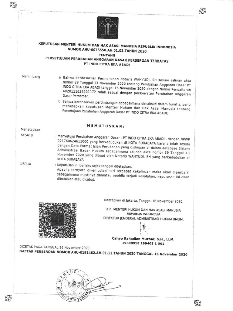 Akte Perubahan PT ICEA 2020 | PDF