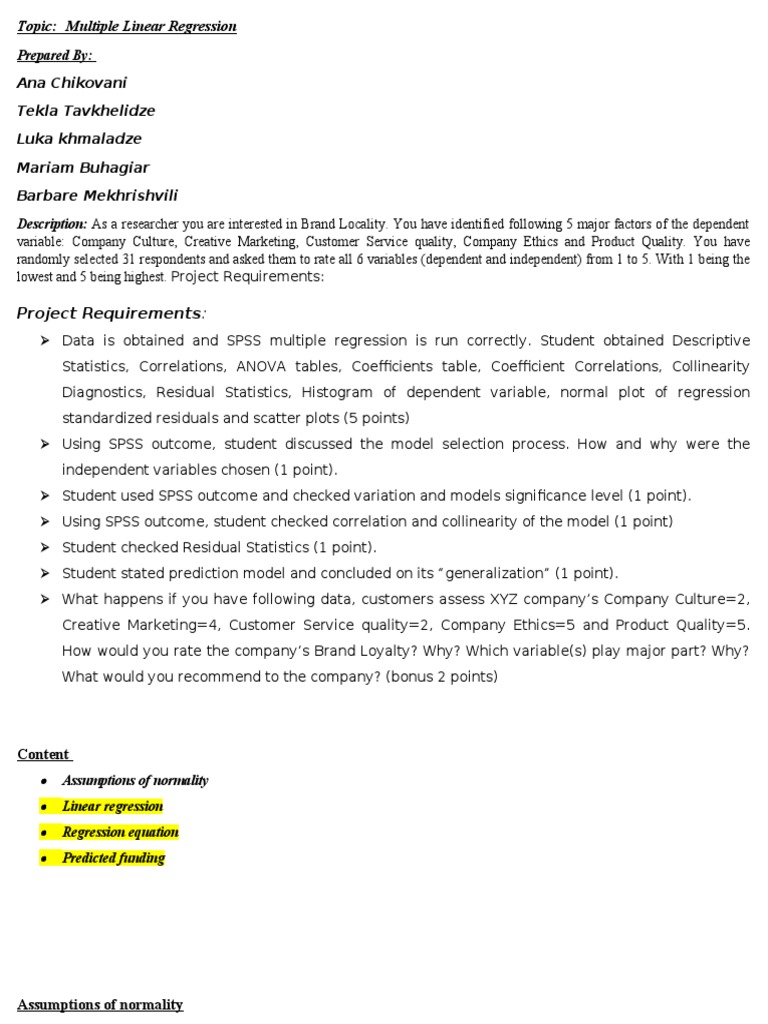 Final Project - Group 1 | PDF | Regression Analysis | Errors And Residuals