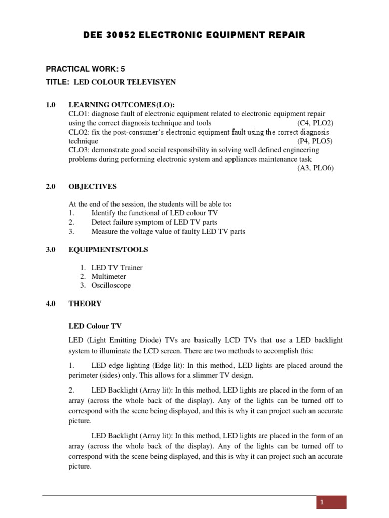 Practical Work 5 Pdf Components Light