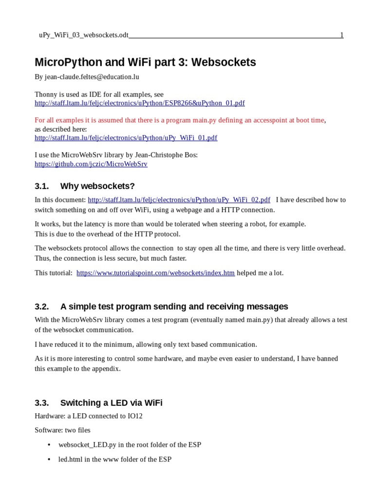 Upy WiFi 03 Websockets | PDF | World Wide Web | Internet & Web