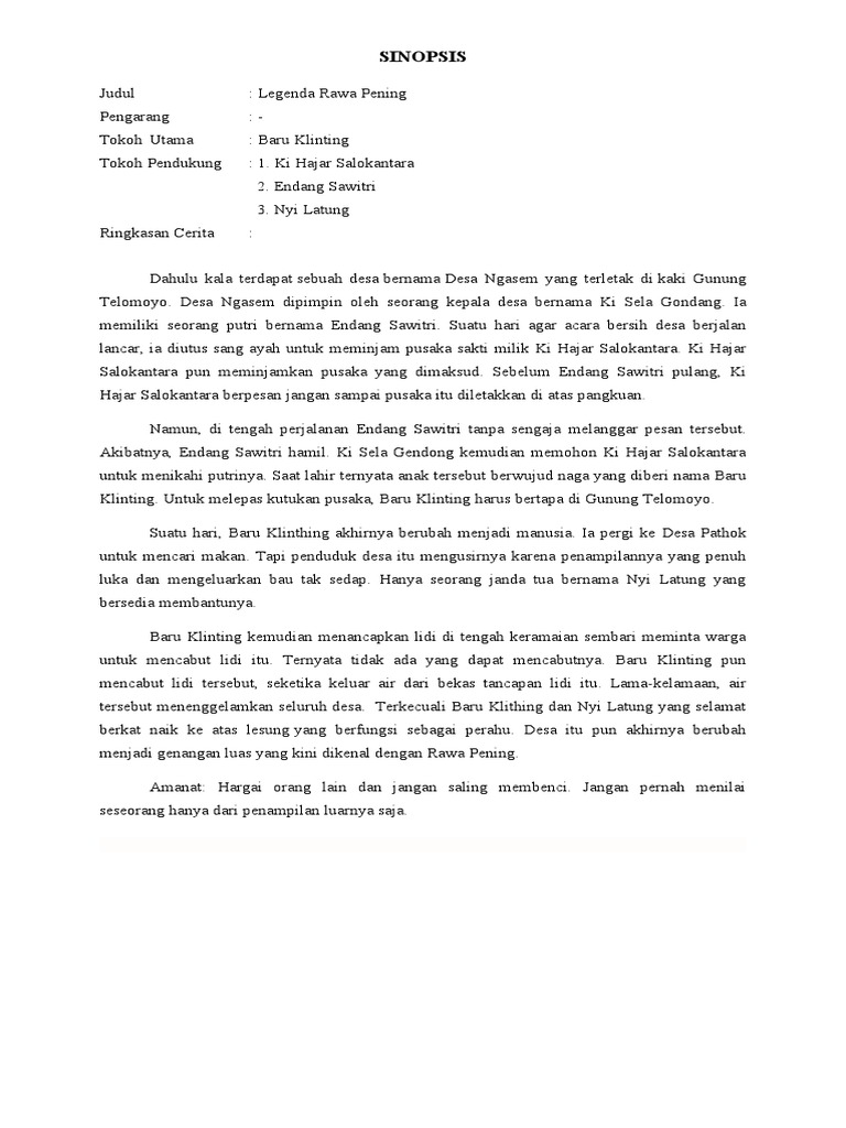 Sinopsis Rawa Pening | PDF