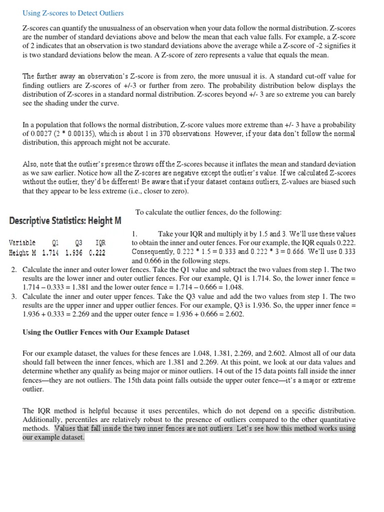 Finding Outliers 2 Wayes Z-Score and Interquortile Range | PDF ...