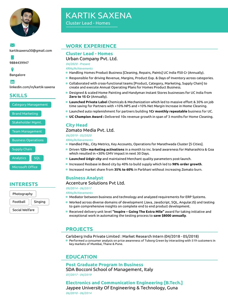 Kartik Saxena Resume | PDF | Brand | Business Economics