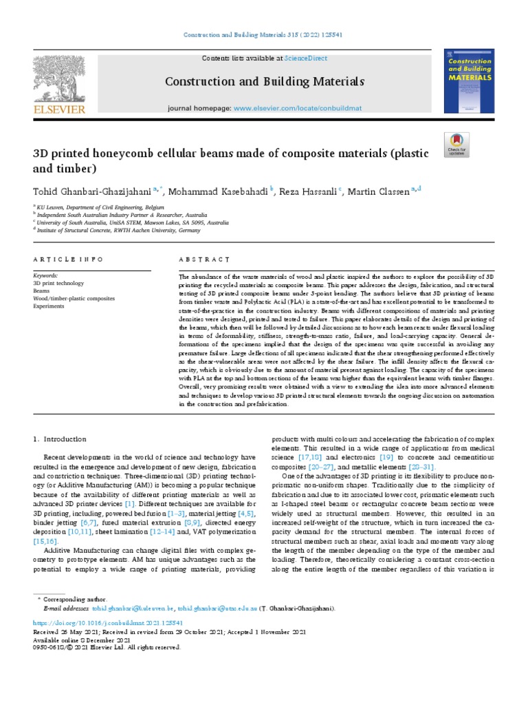 3D Printed Honeycomb Cellular Beams Made of Composite Materials ...