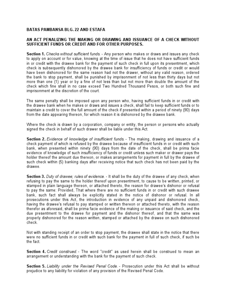 BP 22 and Estafa | PDF | Fraud | Criminal Law