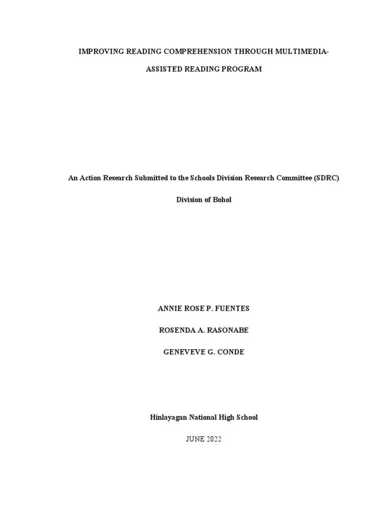Action Research - Developing Reading Comprehension Through Multimedia ...