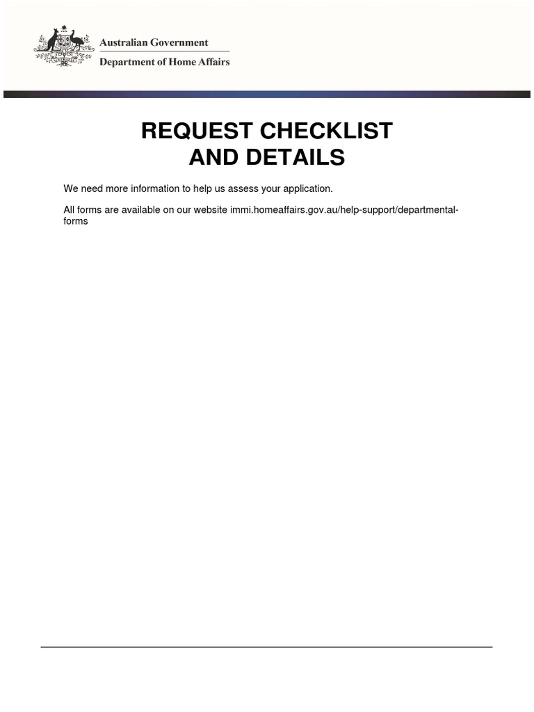 Request Checklist and Details | PDF | Physical Examination | Travel Visa