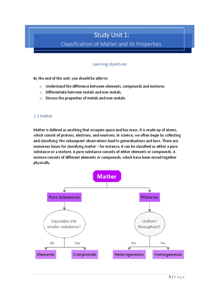 Study Unit 1 | PDF | Mixture | Chemical Compounds