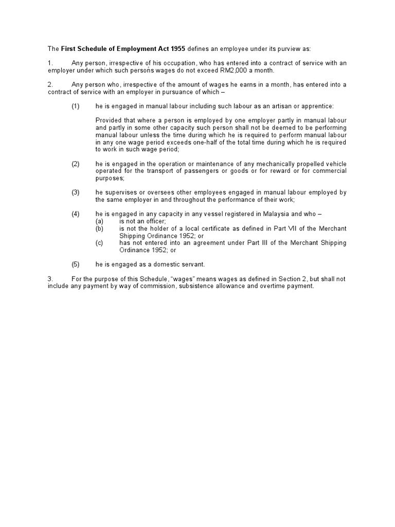 Employment Act 1955: Employee Definition | PDF | Finance & Money Management