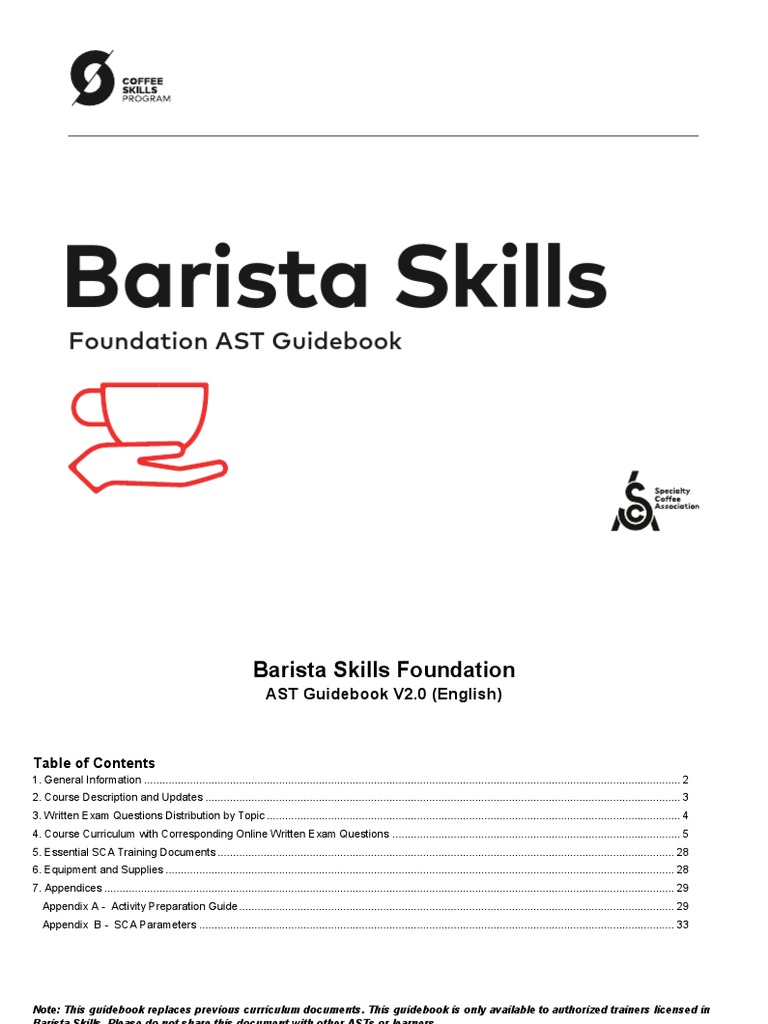 Pdfcoffee - Com - Barista Skills Foundation Trainer Guidebook Eng A4 v2 PDF Free | PDF | Coffee ...