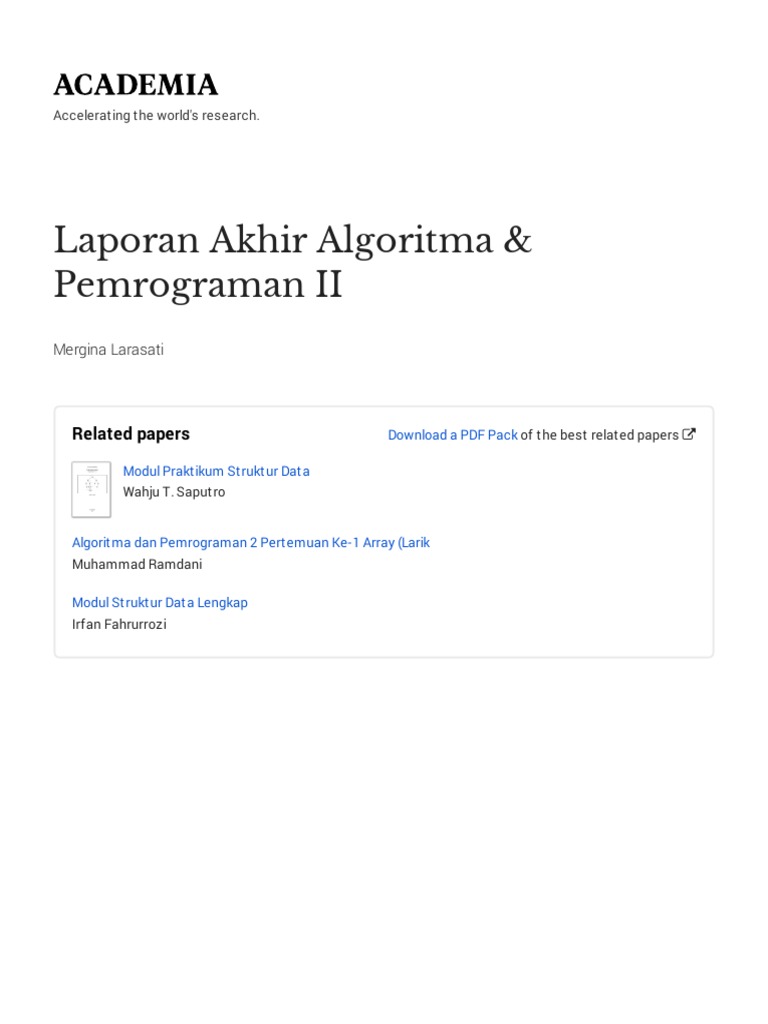 Laporan Akhir Alpro 2 With Cover Page v2 | PDF | Komputer